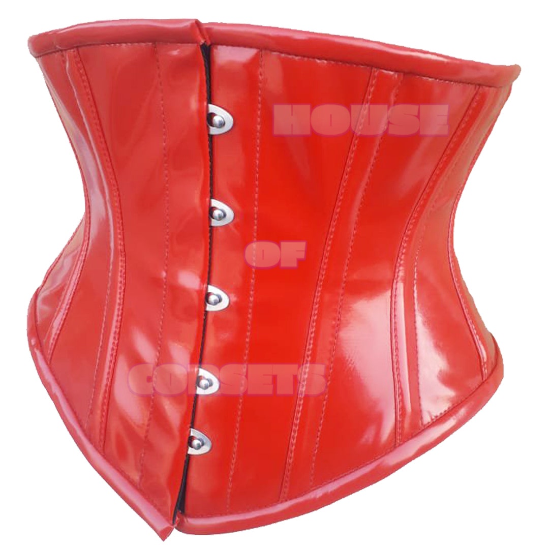 Red PVC Underbust Corset Goth Cosplay Costume Corset Waist Training ...