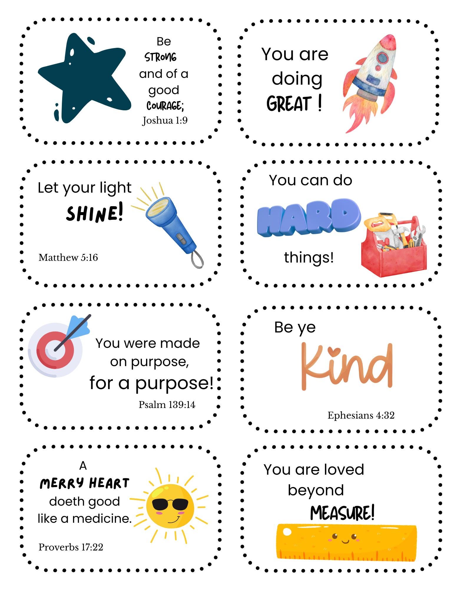 Printable Lunchbox Notes for Boys | Encouraging Scripture Cards KJV ...