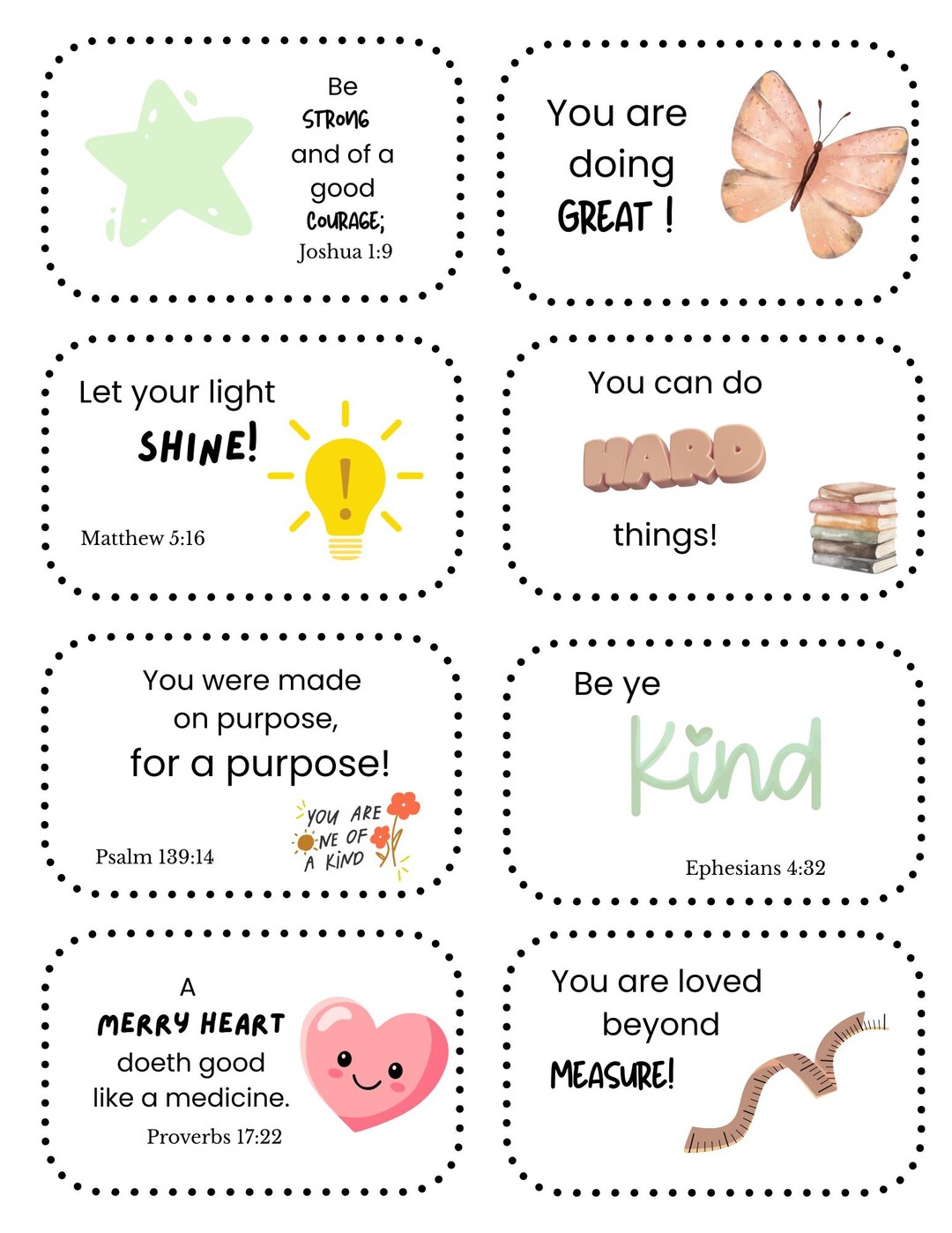 Printable Scripture Lunchbox Notes: KJV Bible Verse Affirmations (PDF ...