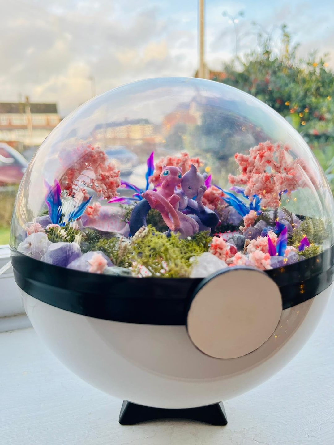 Pokeball Terrarium Mew&mewtwo Pokemon Figure LED Light. Hand Made, Hand ...