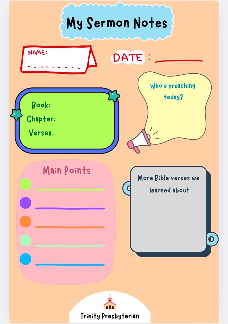 Church/sermon Notes for Kids - Etsy