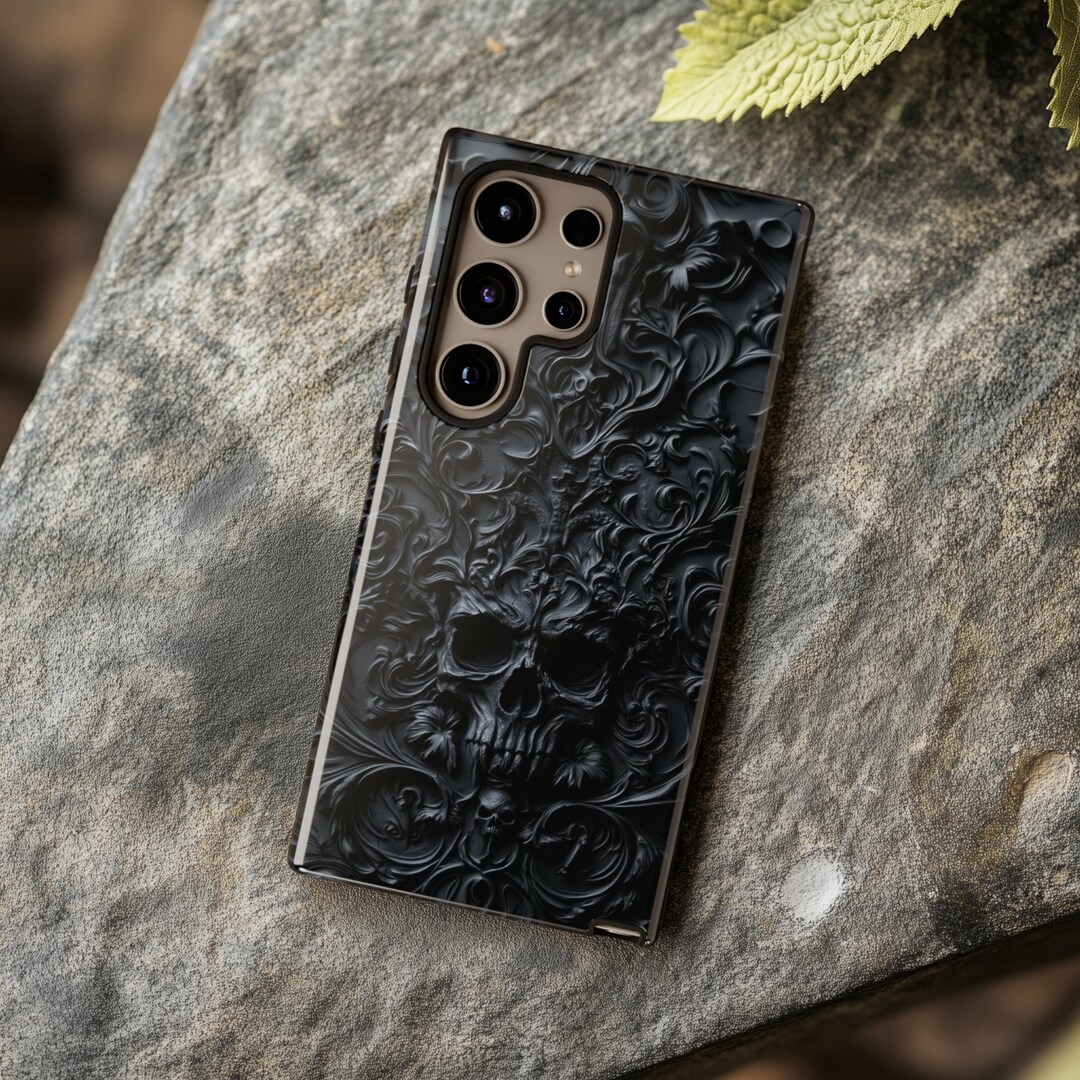 Dark Gothic Skull Phone Case Black Wood Pixel Pro Case Spooky Fantasy ...