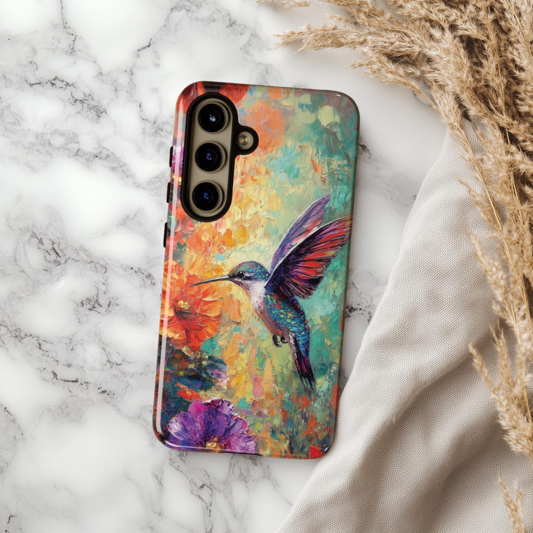 Hummingbird Phone Case Oil Painting S25 Ultra Floral Case iPhone 16 Pro ...