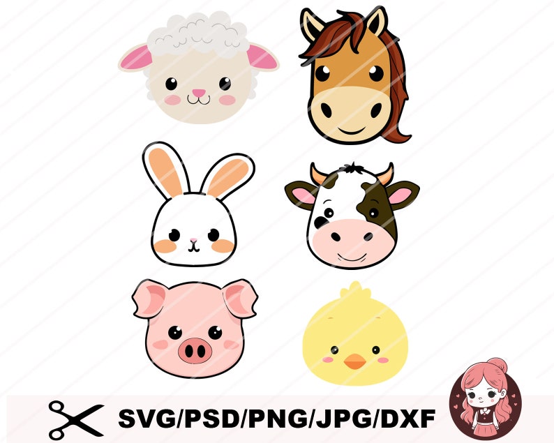 Farm Animal Faces SVG, Animal Cricut Cut Files, Farm Bundle Svg, Cow ...