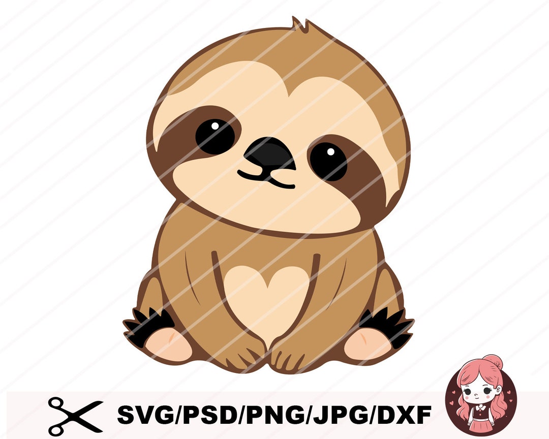 SVG Baby Sloth Cute Hanging Sloth Cut File Slothlife Cuttable Vector ...