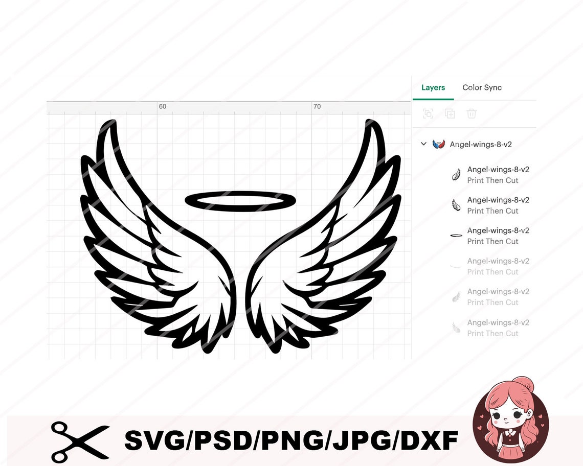 Angel Wings SVG Angel Wing Vector Angel Svg Halo Svg Angel Wings ...