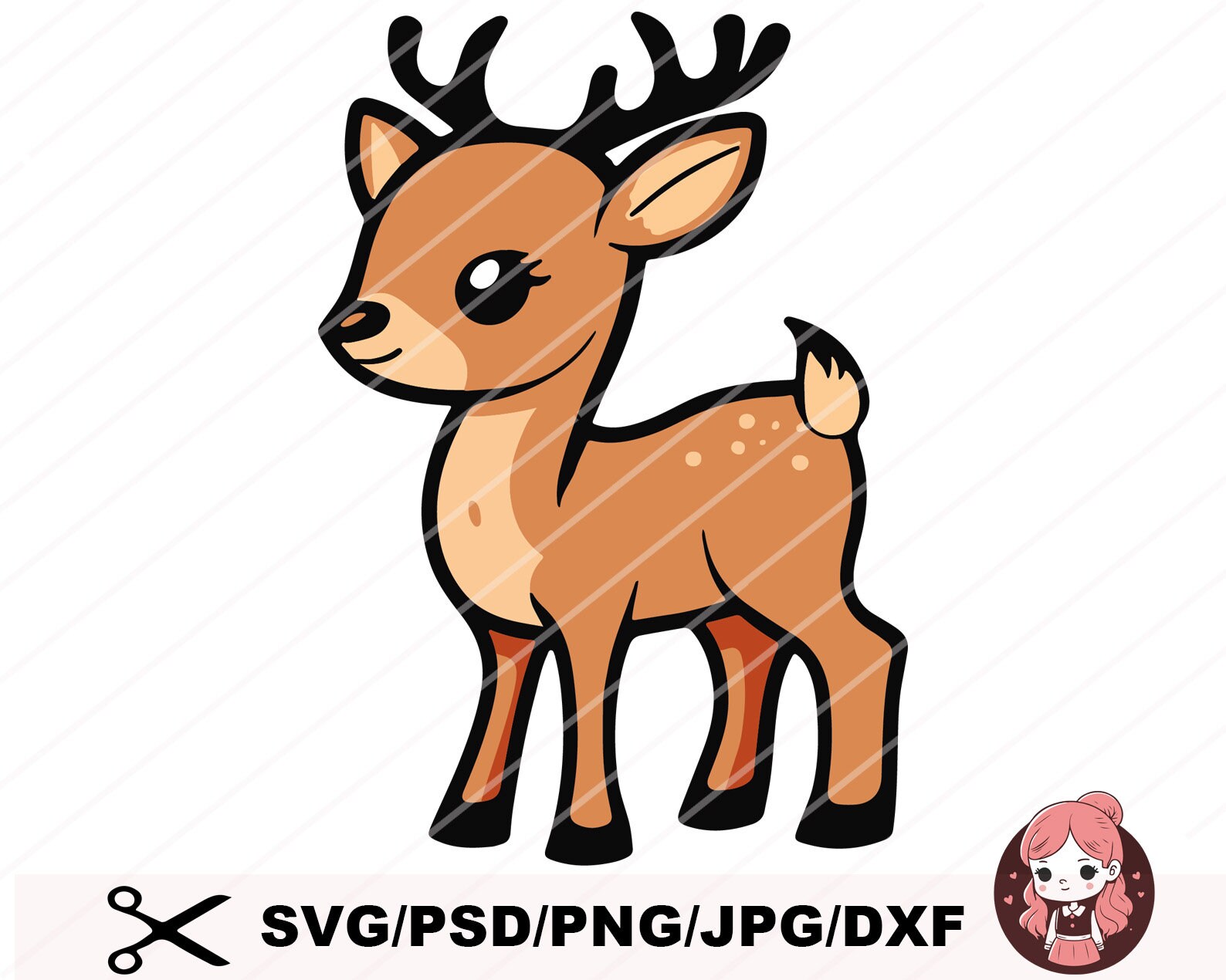 Cute Baby Deer SVG Deer Clip Art Vector Deer Clipart Deer Cricut Forest ...