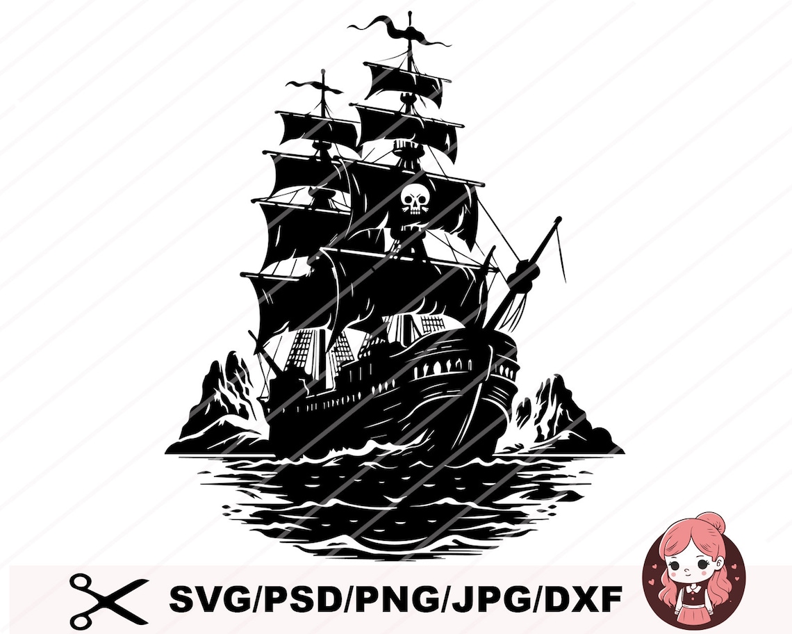 Pirate Ship SVG, Pirate Ship DXF, Pirate Ship Cut File, Pirate Cut File ...
