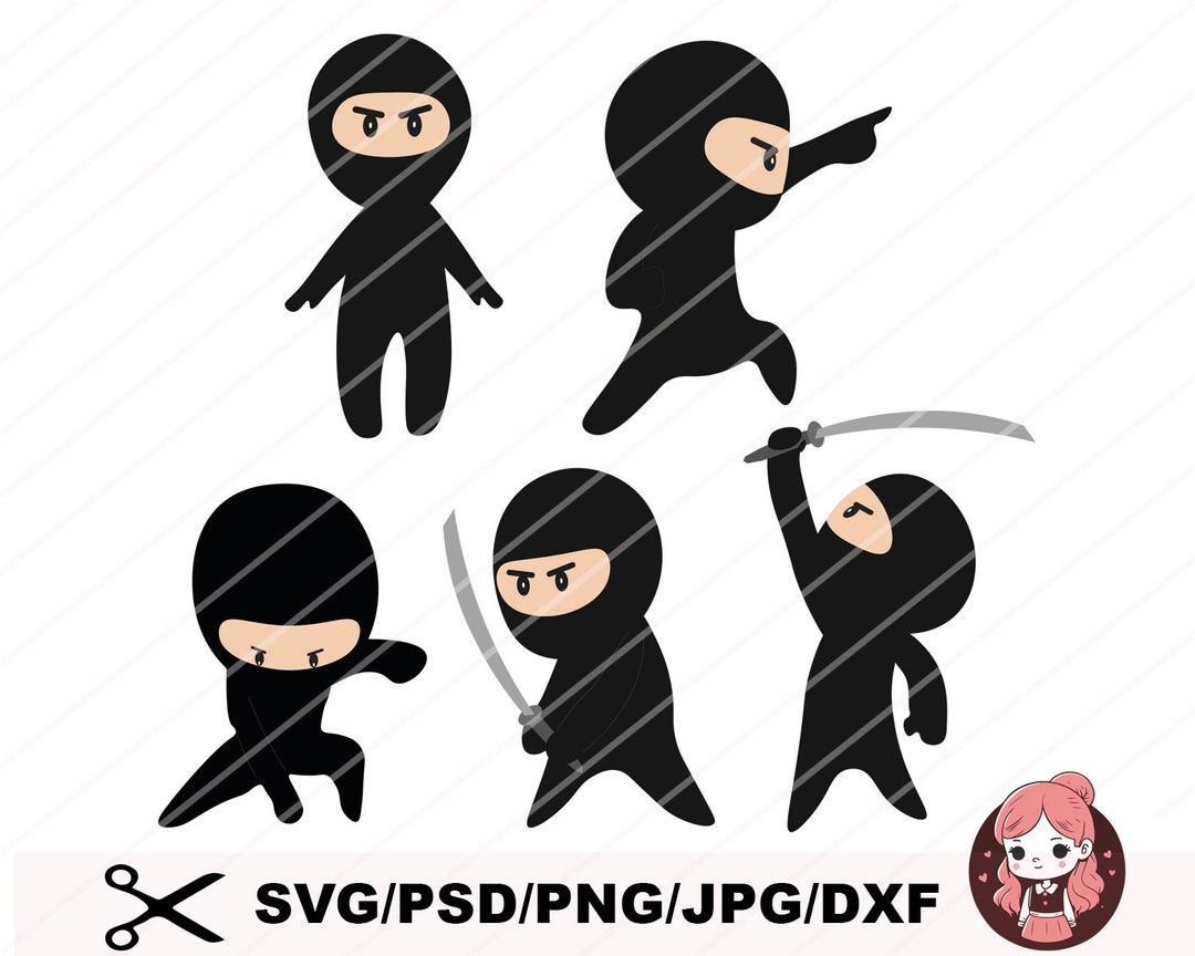 Ninja SVG Files for Cricut, Cute Ninja Clipart Files, Warrior Svg Files ...