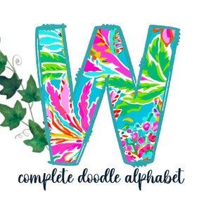 Lily Preppy Doodle Letters, Doodle Alphabet, Font, PNG, Clipart ...