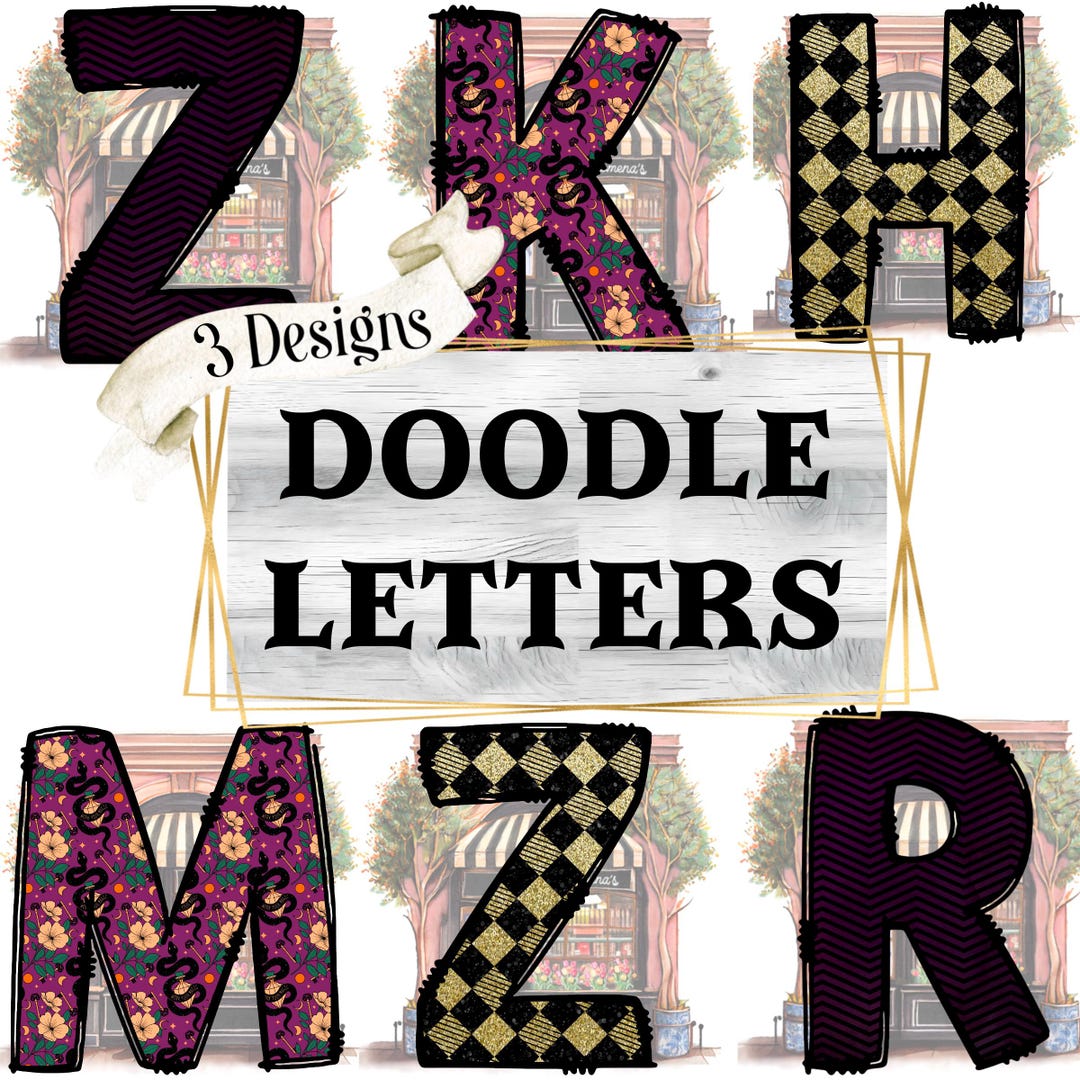 Halloween Doodle Letters, Doodle Font, Alphabet, Spooky Season, PNG ...