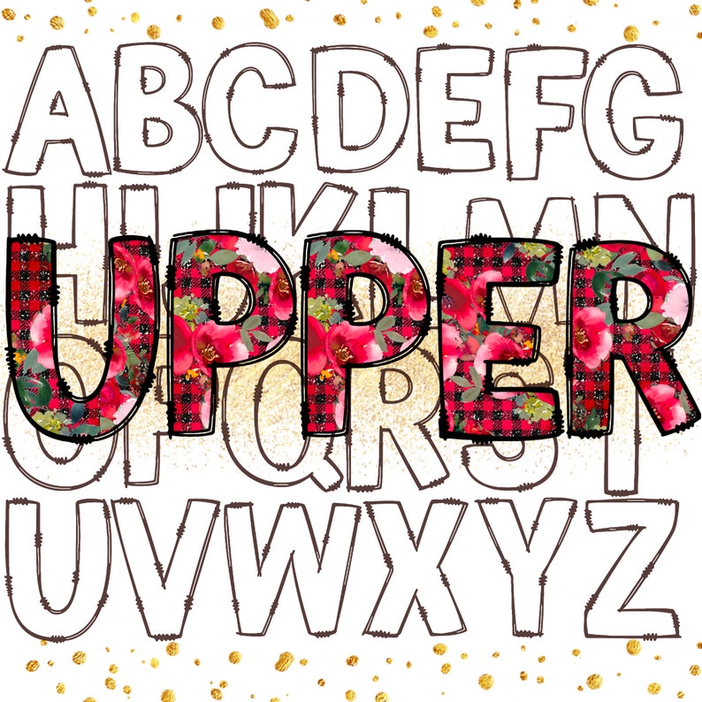 Doodle Letters, Doodle Alphabet, Font, PNG, Clipart, Sublimation, Red ...