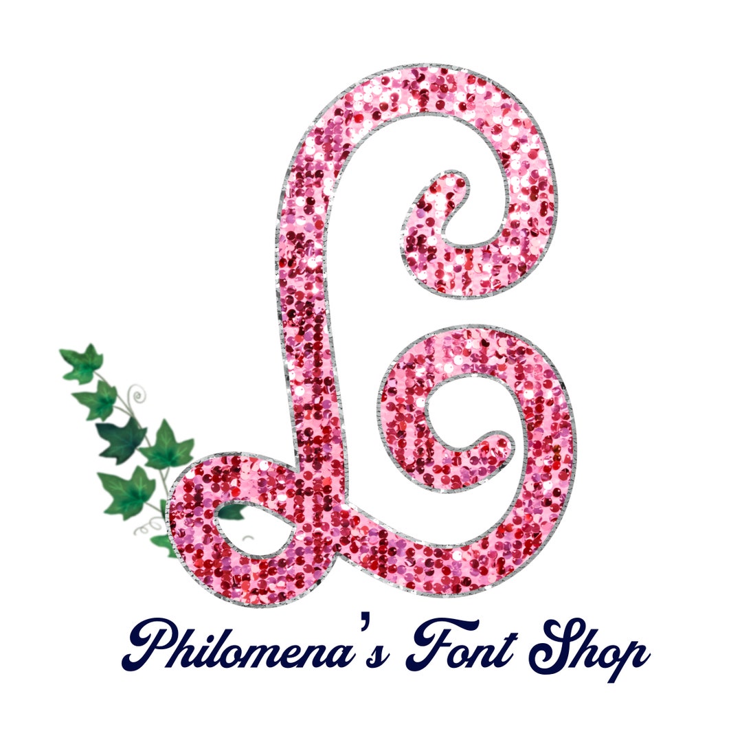 Monogram Font, Script Letters, Alphabet, Initials, PNG, Glitter Sequins ...