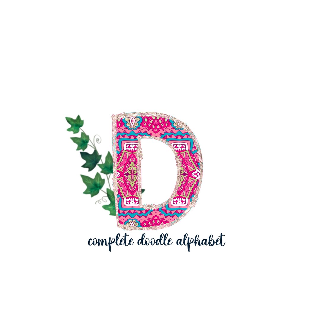 Doodle Letters, Alphabet, Font, PNG, Clipart, Sublimation, Boho, Aztec ...