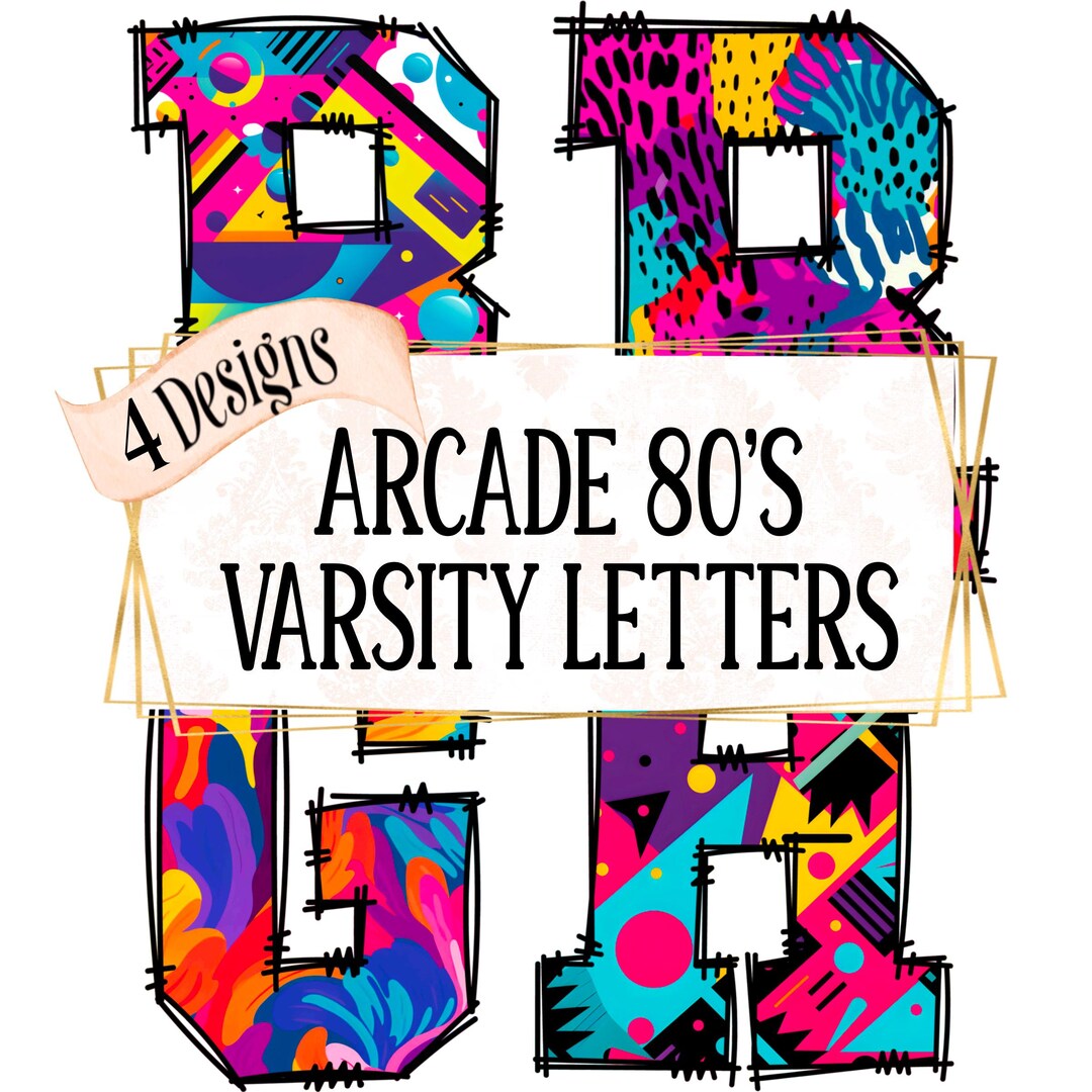Varsity Doodle Letters, Alphabet, Font, Sublimation, PNG, Clipart ...