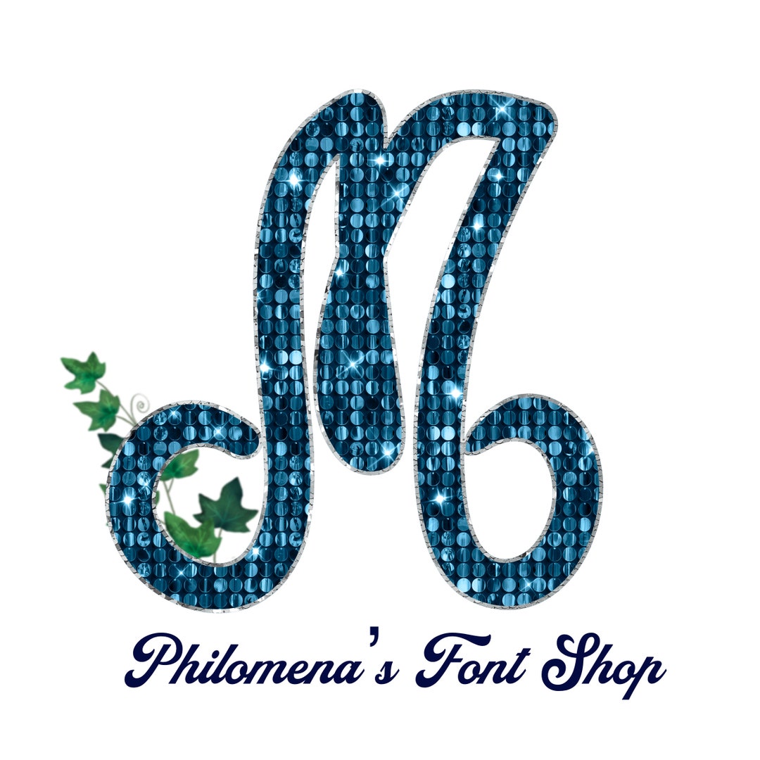 Monogram Font, Script Letters, Alphabet, Initials, PNG, Glitter Sequins, Preppy Stuff ...