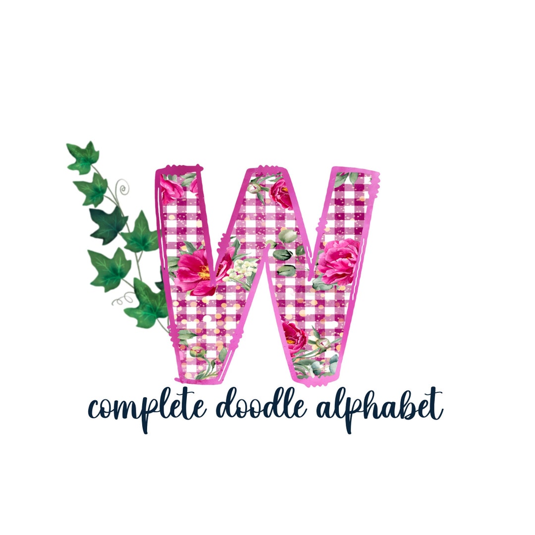 Doodle Letters, Doodle Alphabet, Font, PNG, Clipart, Sublimation, Pink ...