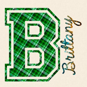 Green Plaid Letterman Varsity Font, Sorority Letters, St Patricks Day ...
