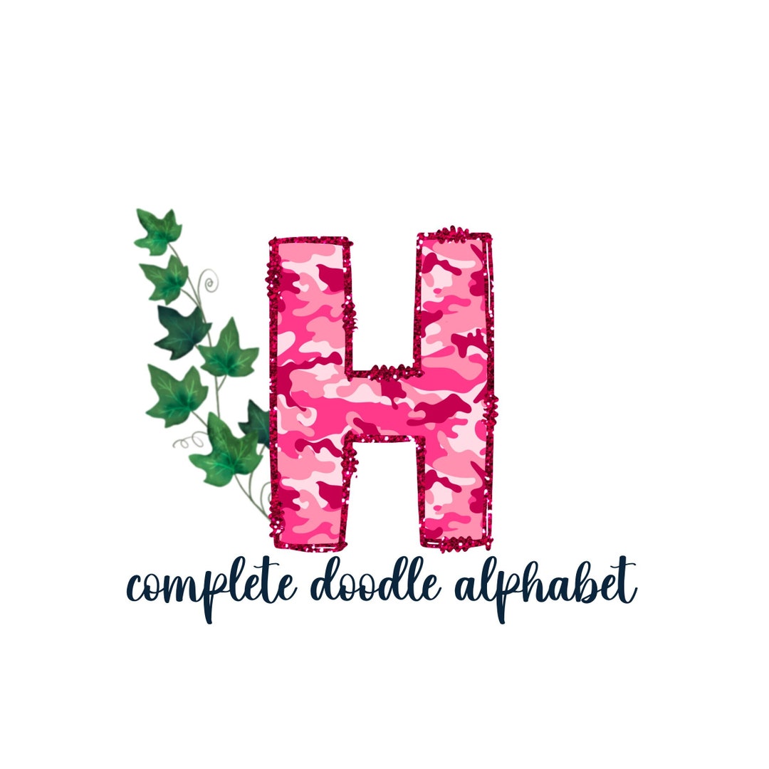 Doodle Letters, Alphabet, Font, PNG, Clipart, Sublimation, Camo,glitter ...