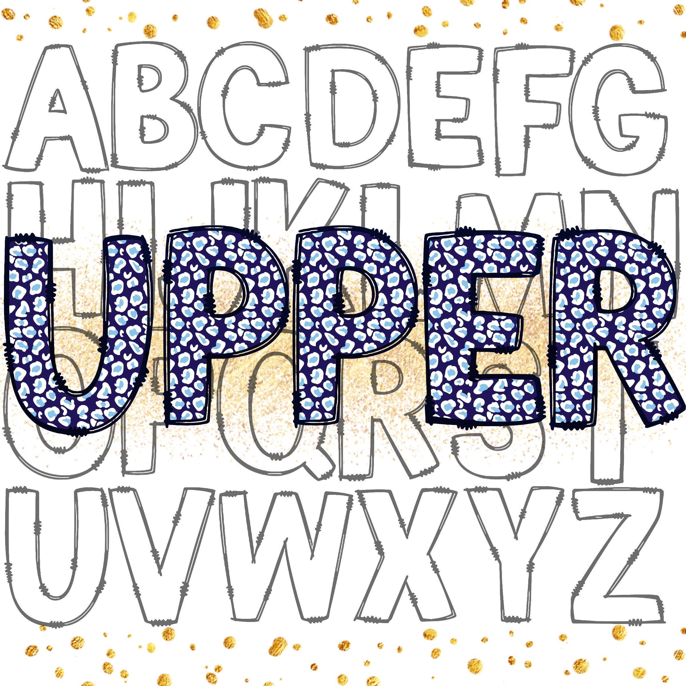 Doodle Letters, Doodle Alphabet, PNG, Clipart, Sublimation, Leopard ...