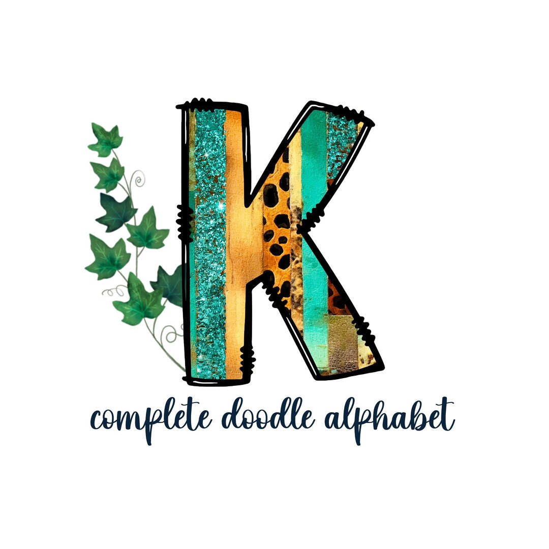 Doodle Letters, Doodle Alphabet, Sublimation, PNG, Clipart, Vintage ...