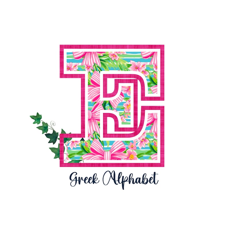 Greek Letters, Sorority, Font, Clipart, College Merch, PNG, Preppy ...