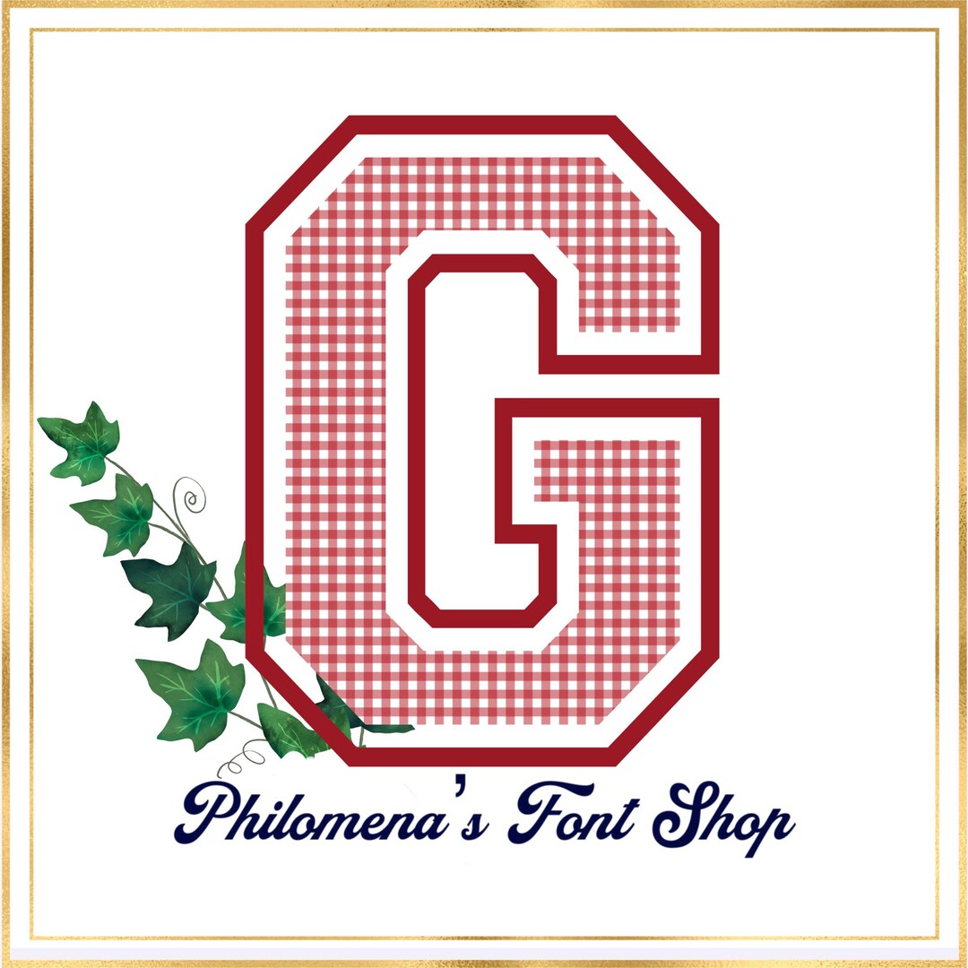 Gingham Letterman Varsity Font, Letters, Alphabet, Font, Sublimation ...