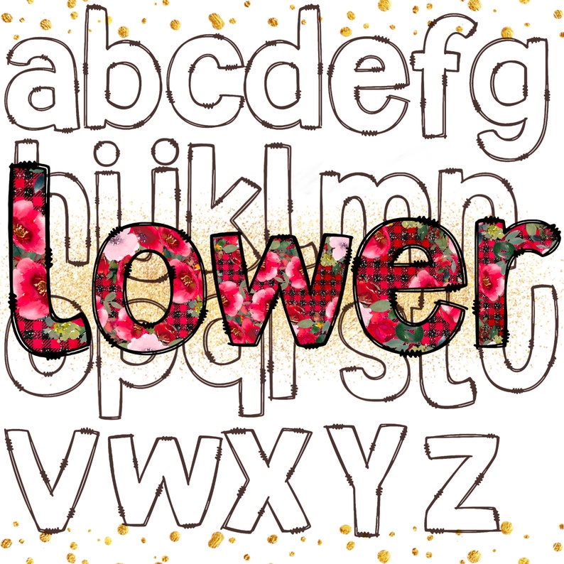 Doodle Letters, Doodle Alphabet, Font, PNG, Clipart, Sublimation, Red ...