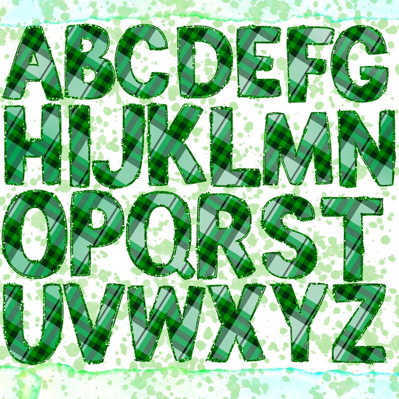 Doodle Letters, Alphabet, PNG, Clipart, Sublimation, Preppy, Plaid ...