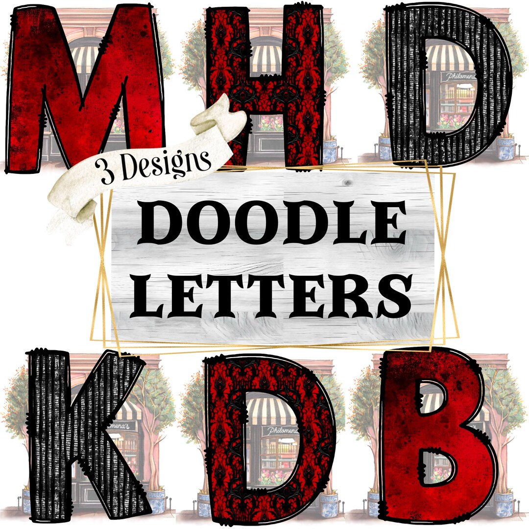 Red Goth Doodle Letters, Font, Alphabet, Spooky Season, PNG, Clipart ...