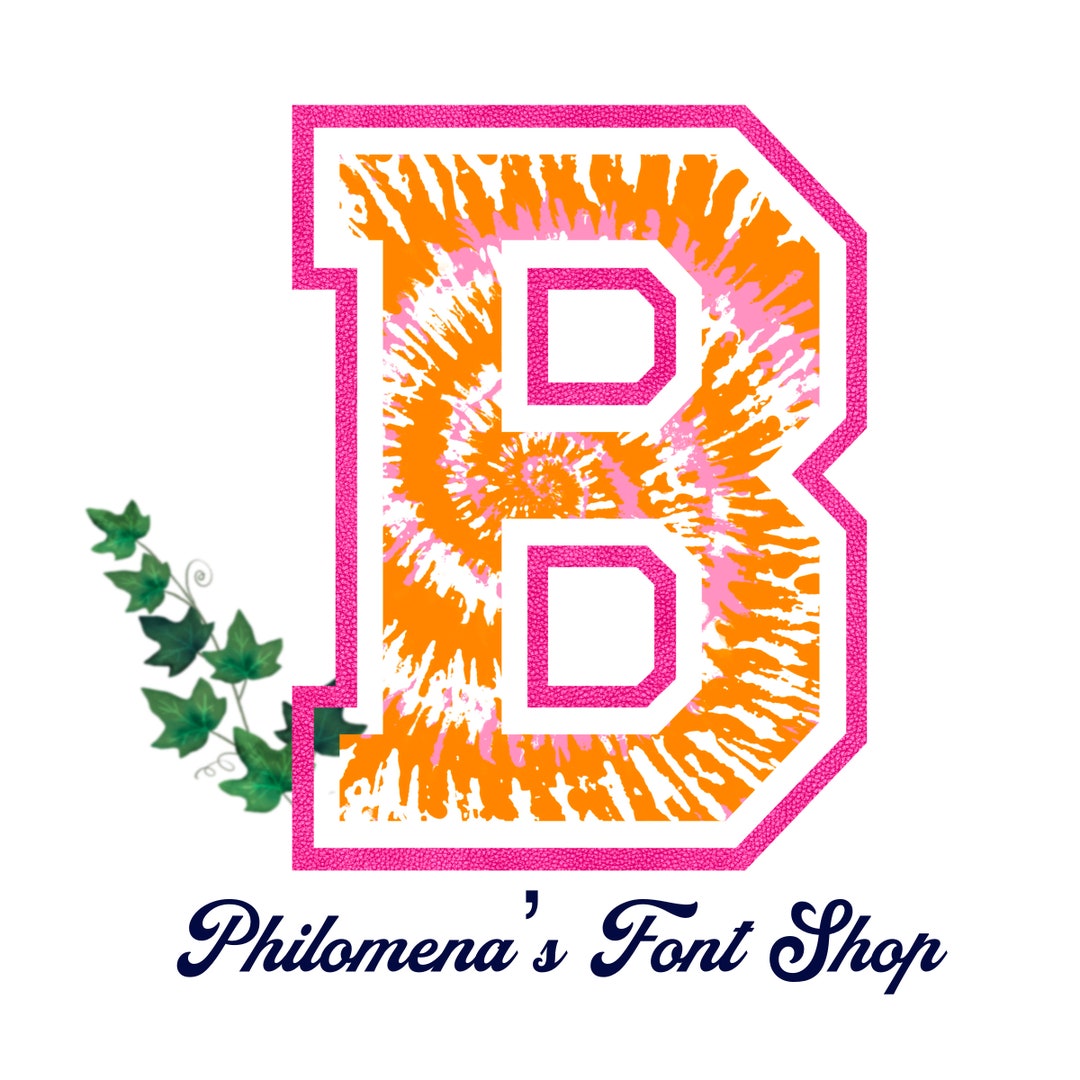 Varsity Letters Alphabet Font PNG Clipart College Merch Tiedye Groovy ...