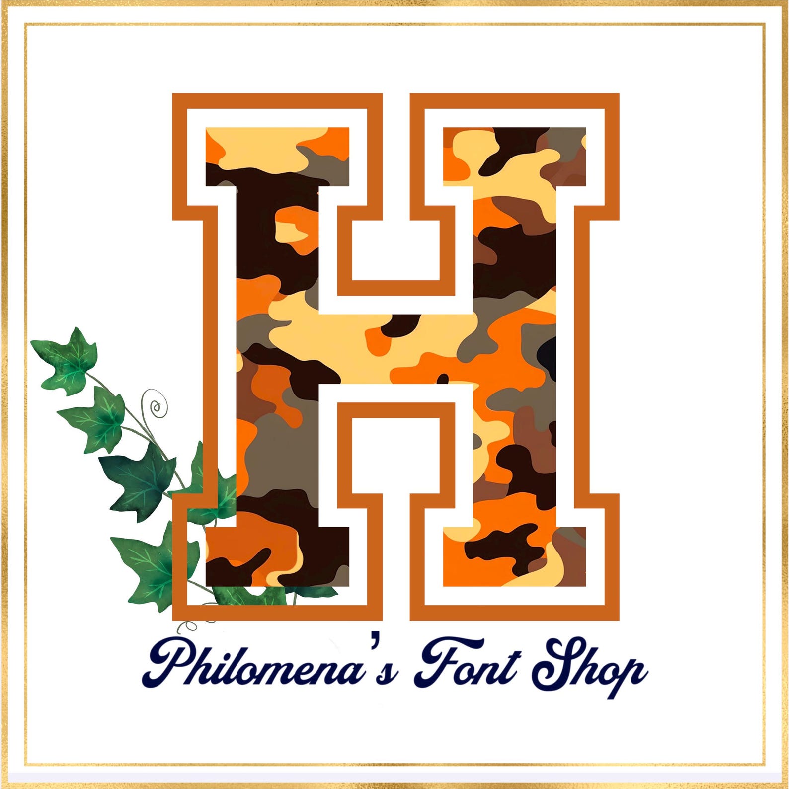 Orange Camo Letterman Varsity Font, Letters, Alphabet, Font ...