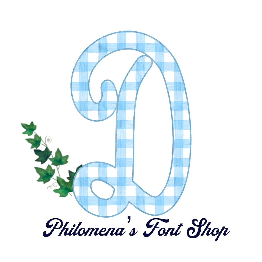 Monogram Font, Script Letters, Alphabet, Initials, PNG, Gingham Plaid ...