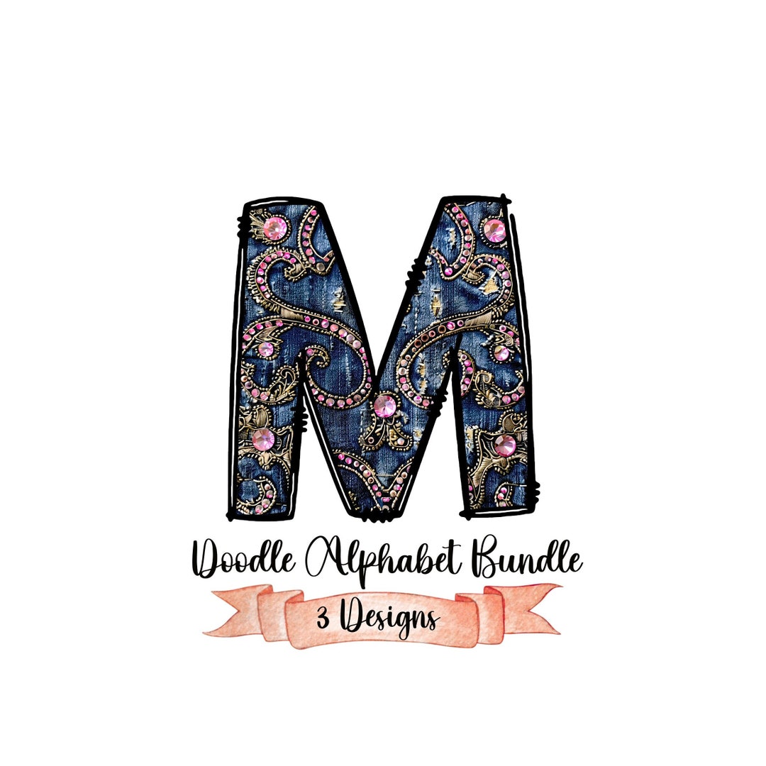 Doodle Letters, Alphabet, Font, PNG, Clipart, Sublimation, Cowgirl ...