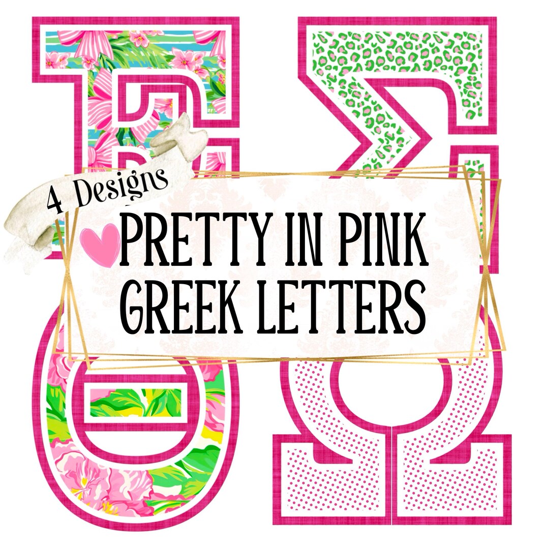 Lily Pink Flowers Greek Letters, Sorority Letters, Greek Font, Clipart ...