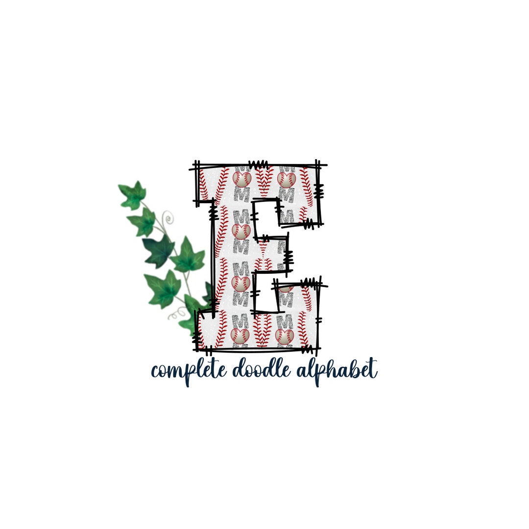 Varsity, Doodle Letters, Alphabet, Font, Sublimation, PNG, Clipart ...