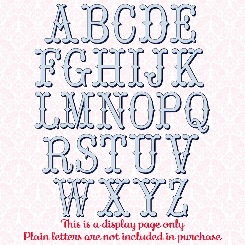 Monogram Letters, Fishtail Font, Alphabet, Initials, PNG, Preppy Stuff ...