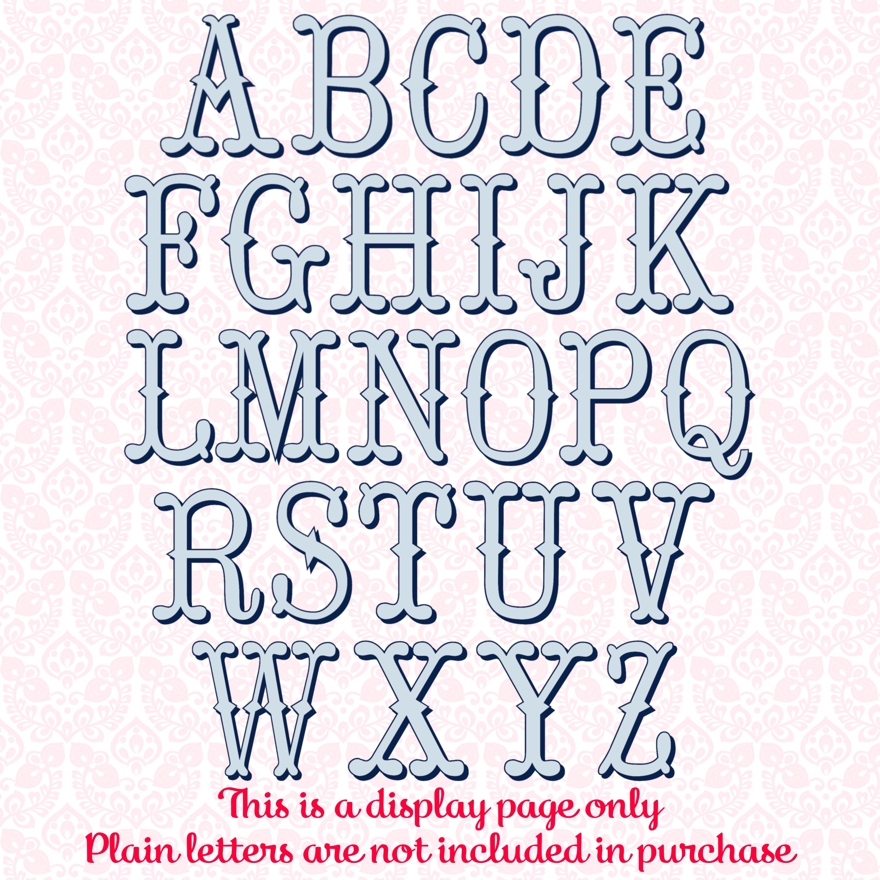 Monogram Letters, Fishtail Font, Alphabet, Initials, PNG, Preppy Stuff ...