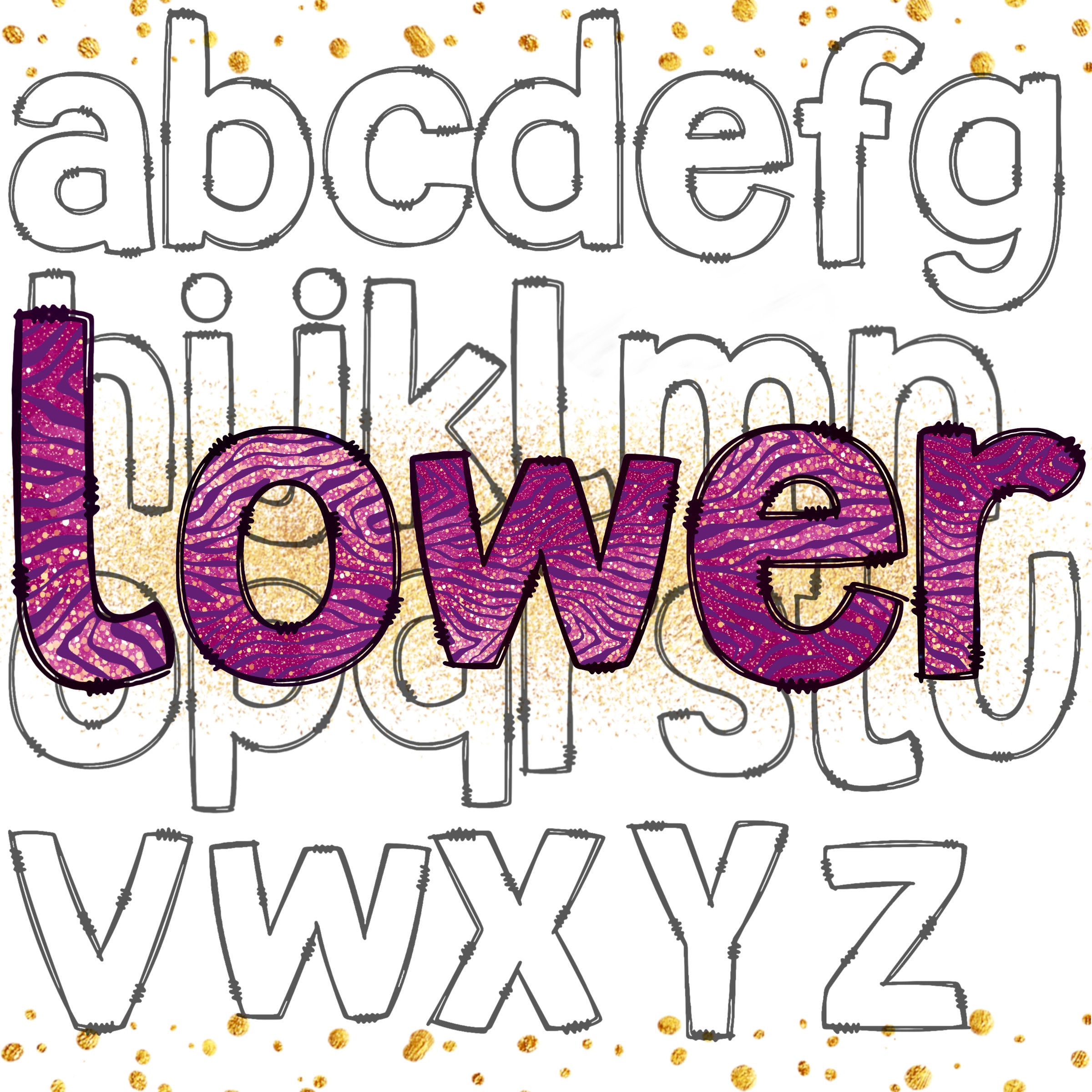 Doodle Letters, Doodle Alphabet, Font, PNG, Clipart, Sublimation, Zebra ...