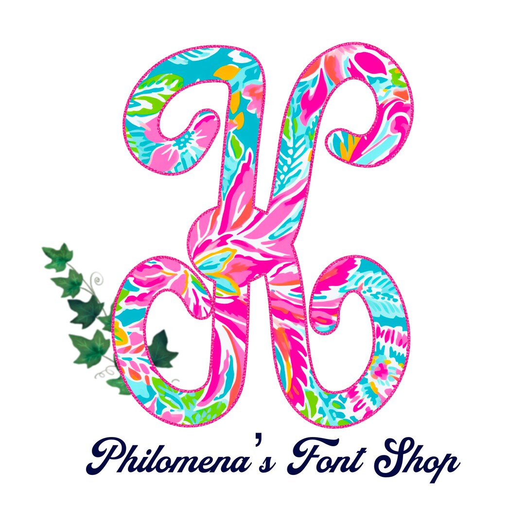 Monogram Font, Script Letters, Alphabet, Initials, PNG, Preppy Stuff ...