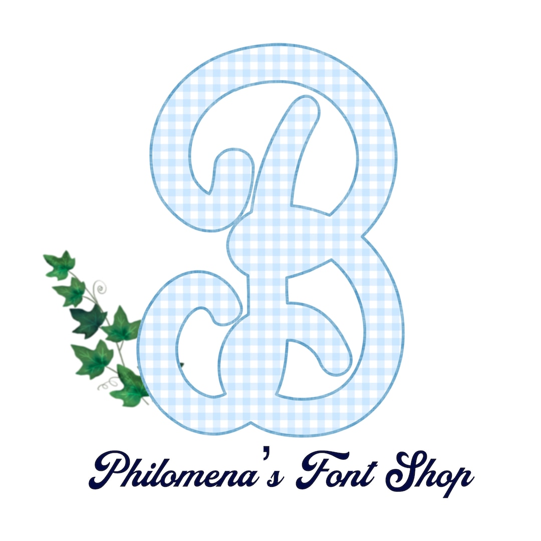 Monogram Font, Script Letters, Alphabet, Initials, PNG, Gingham Plaid ...