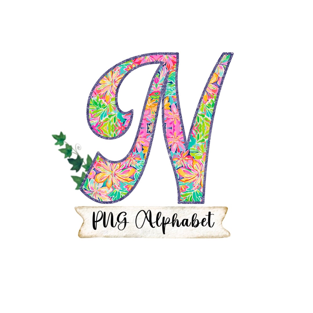 Monogram Letters, Monogram Font, PNG, Sublimation, Clipart, Preppy ...