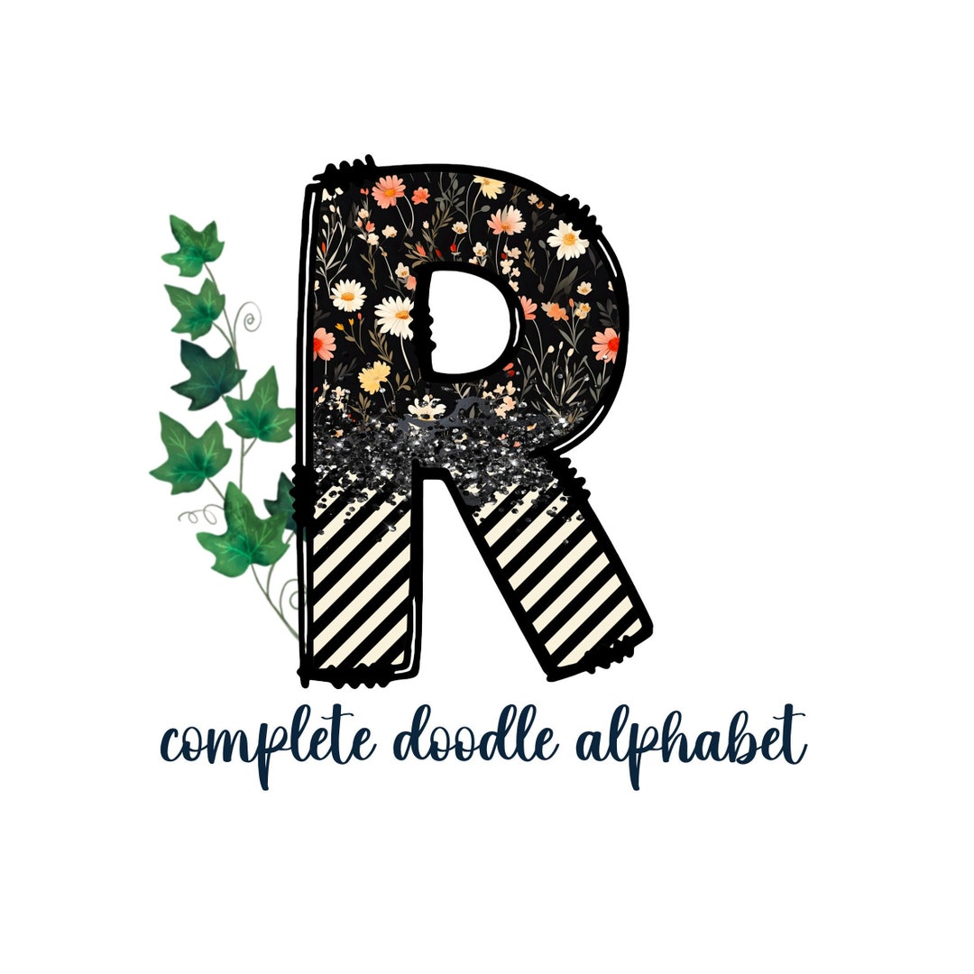 Doodle Letters, Doodle Alphabet, Clipart, Sublimation, PNG, Cottagecore ...
