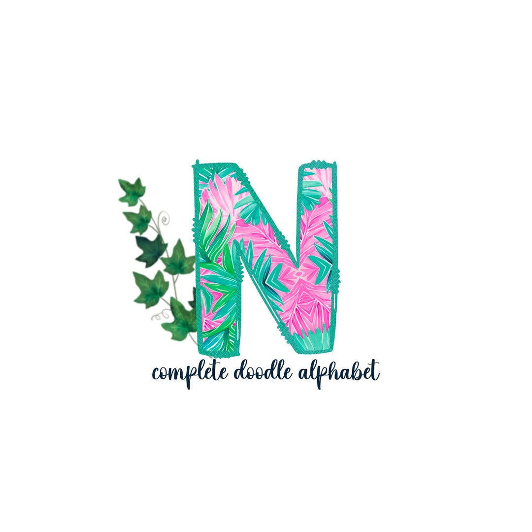 Doodle Letters, Alphabet, Font, PNG, Clipart, Sublimation, Preppy, Pink ...