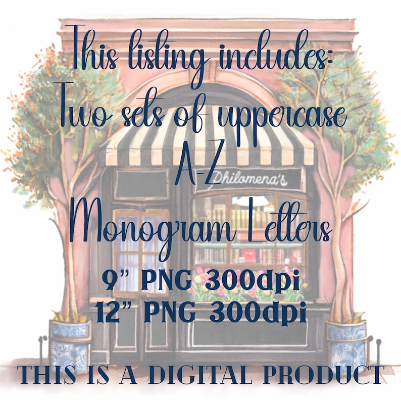 Monogram Letters, Fishtail Font, Alphabet, Initials, PNG, Preppy Stuff ...