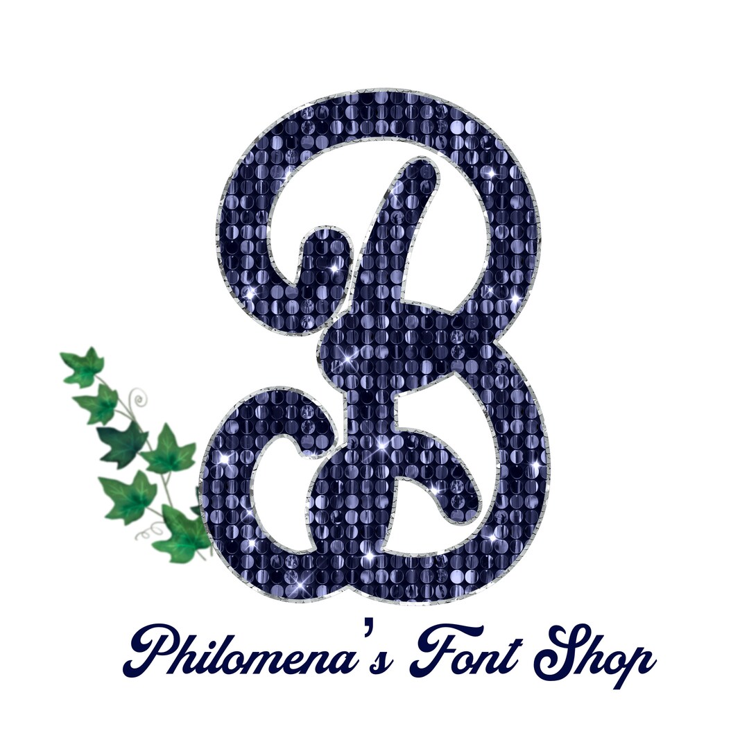 Monogram Font, Script Letters, Alphabet, Initials, PNG, Glitter Sequins ...