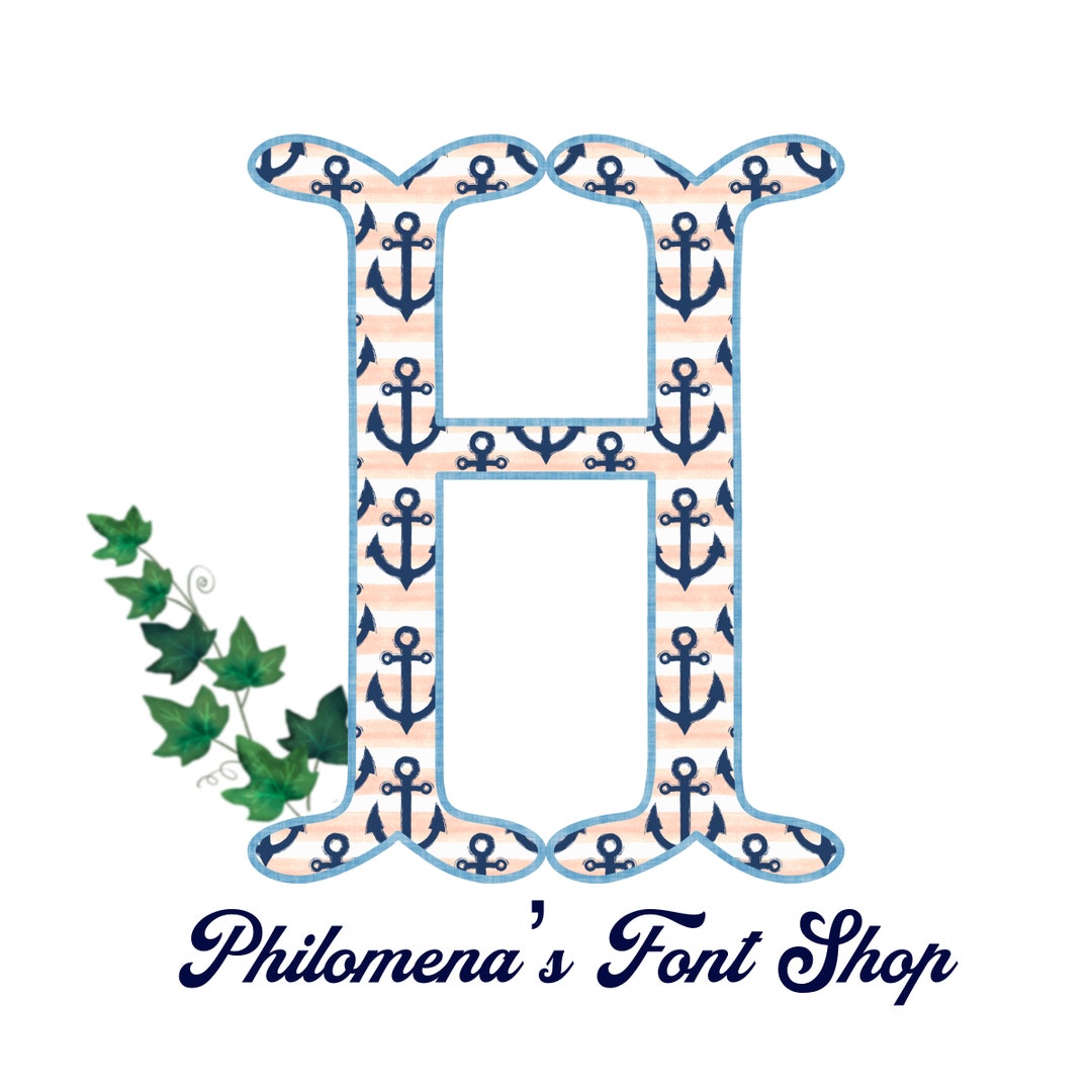 Monogram Font, Script Letters, Alphabet, Initials, PNG, Preppy Stuff ...