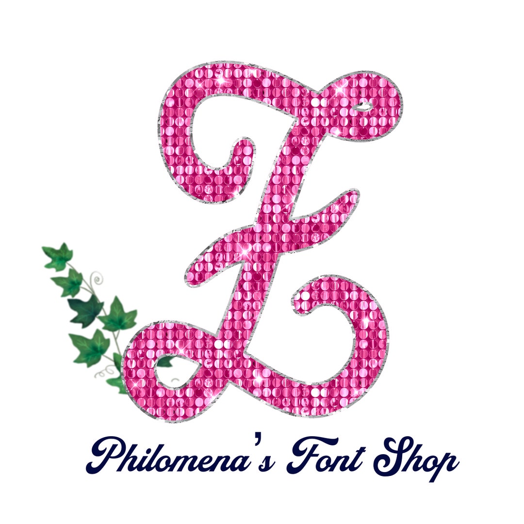 Monogram Font, Script Letters, Alphabet, Initials, PNG, Glitter Sequins, Preppy Stuff ...