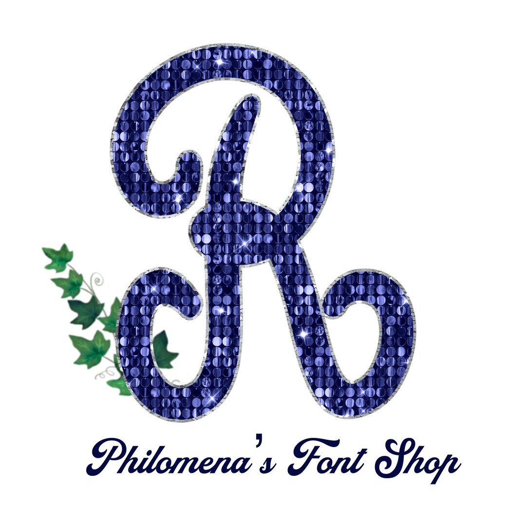 Monogram Font, Script Letters, Alphabet, Initials, PNG, Glitter Sequins ...