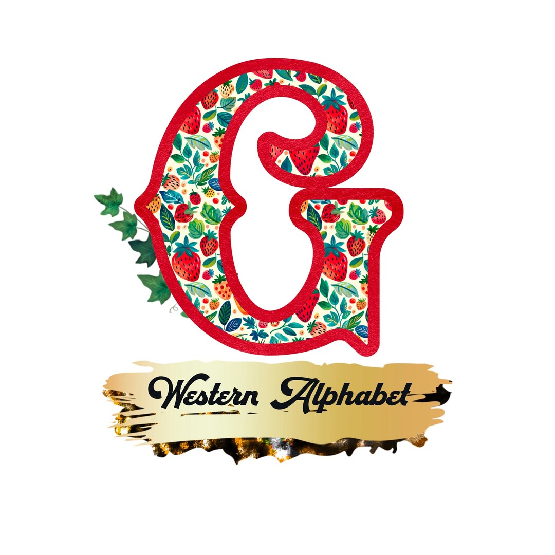 Western Font, Letters, PNG Alphabet,coquette Cowgirl,strawberry Print ...